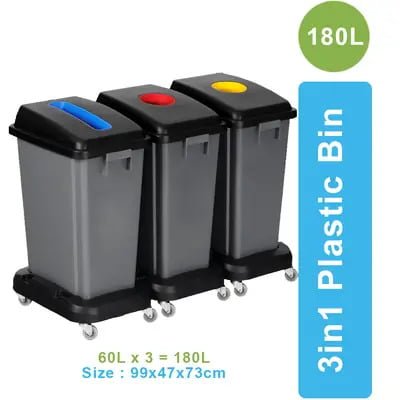 Buy 3-in-1 Plastic Bin | Convenient Waste Sorting